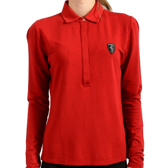 Scuderia Ferrari | Tops | Scuderia Ferrari Womens Red Long Sleeve Polo ...